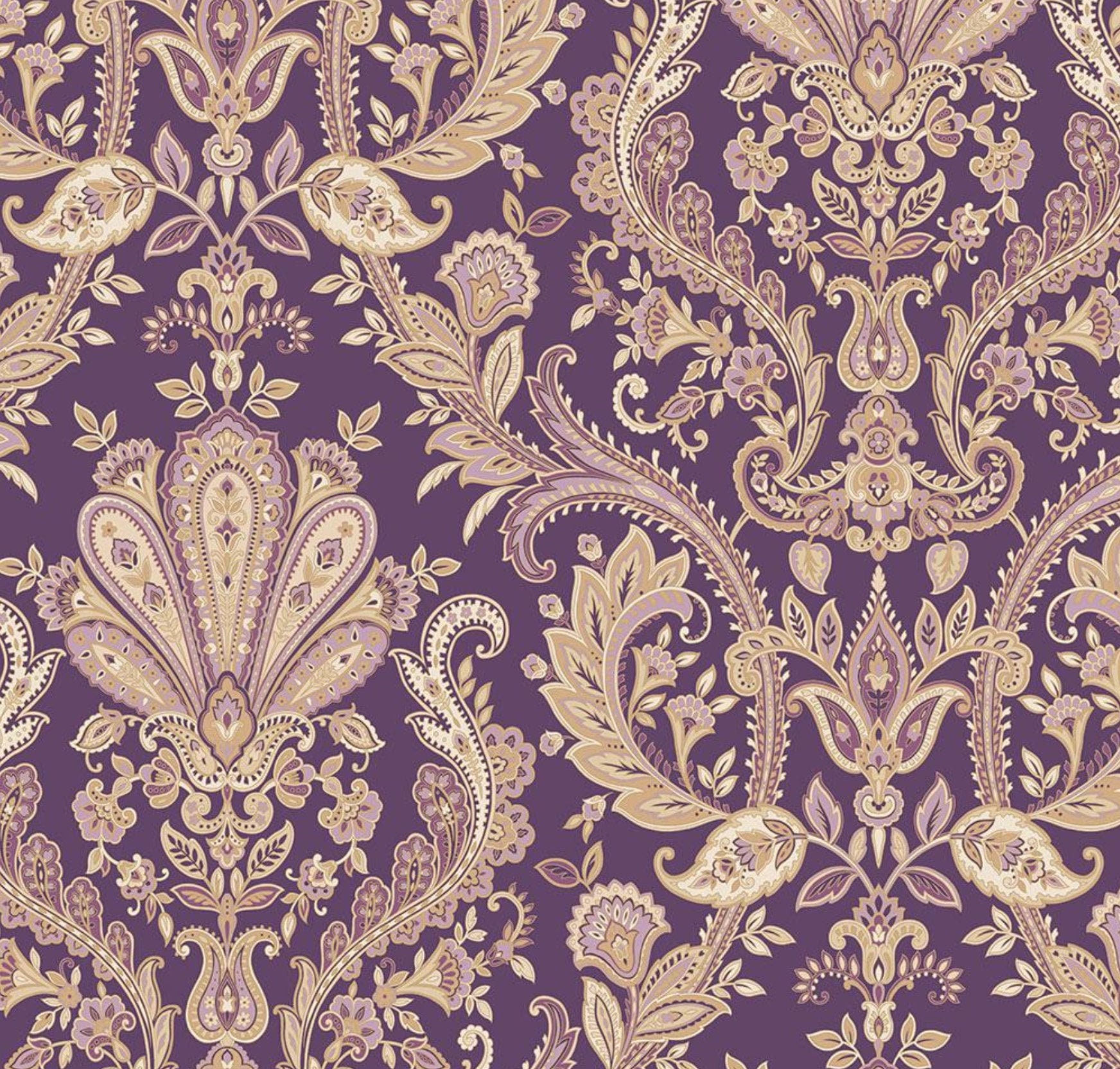 Regal Gold Rococo Floral Damask Wallpaper Lacy Victorian Etsy