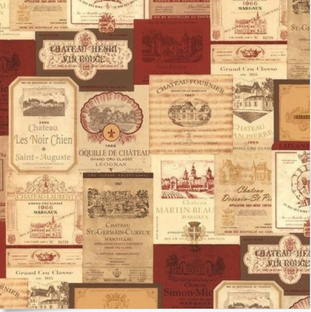 Country French Wine Stamp Wallpaper, Antique Bottle Crate Labels ...