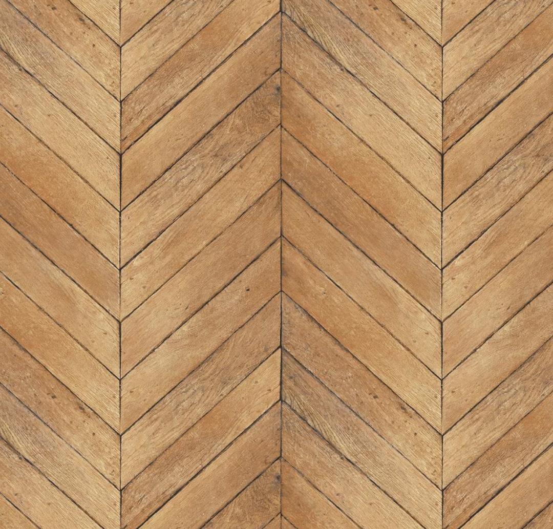 Distressed Chevron Plank Wallpaper – Faux Antiqued Wood Shiplap, Modern ...