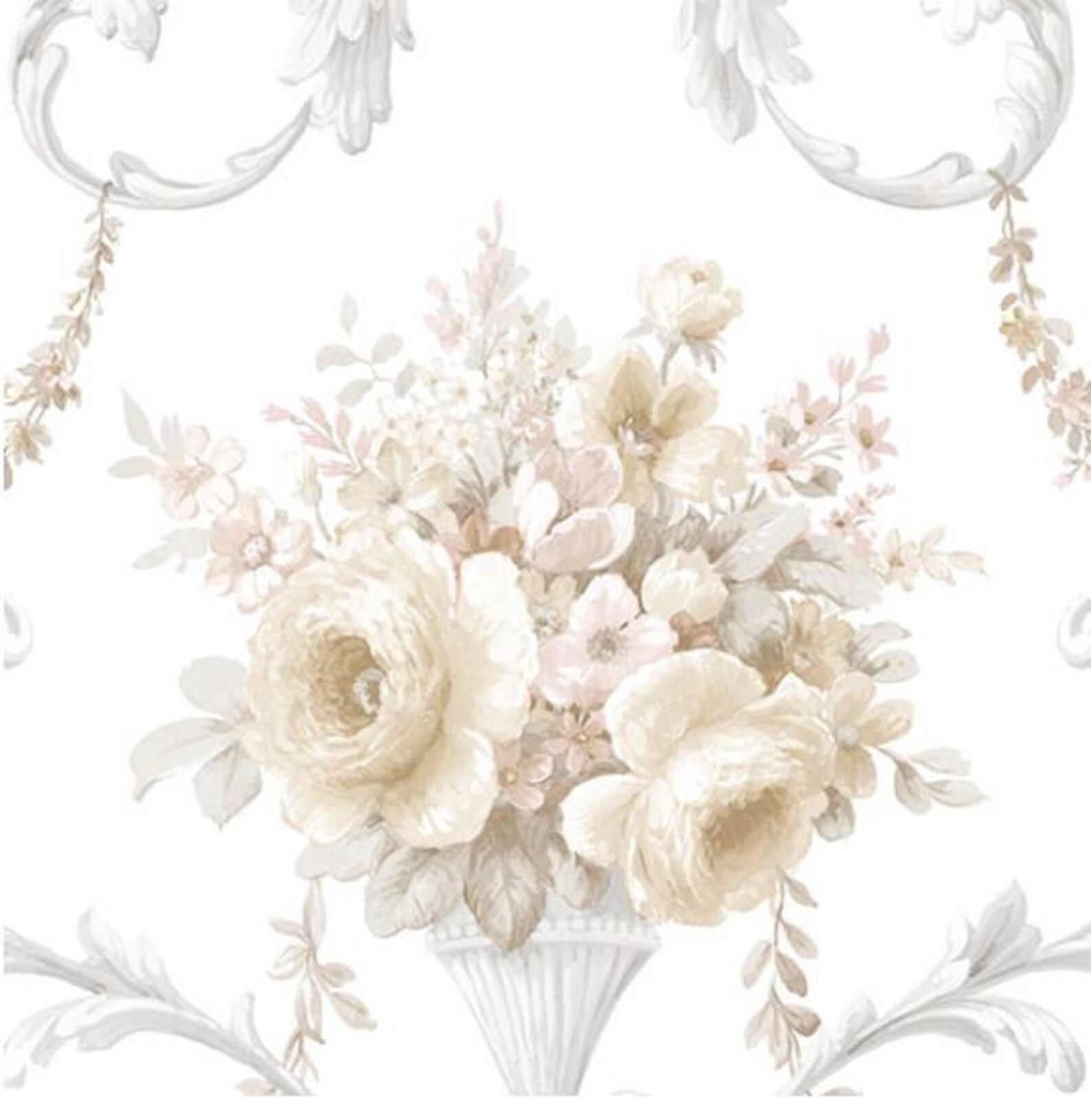 Romantic Rose Floral Swag Wallpaper Vintage Acanthus Leaf - Etsy