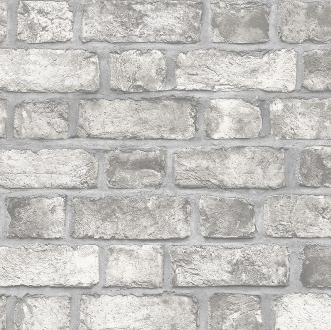 Rustic Gray Brick Wallpaper - French Country Cottage, Distressed Stone, Weathered Industrial ...