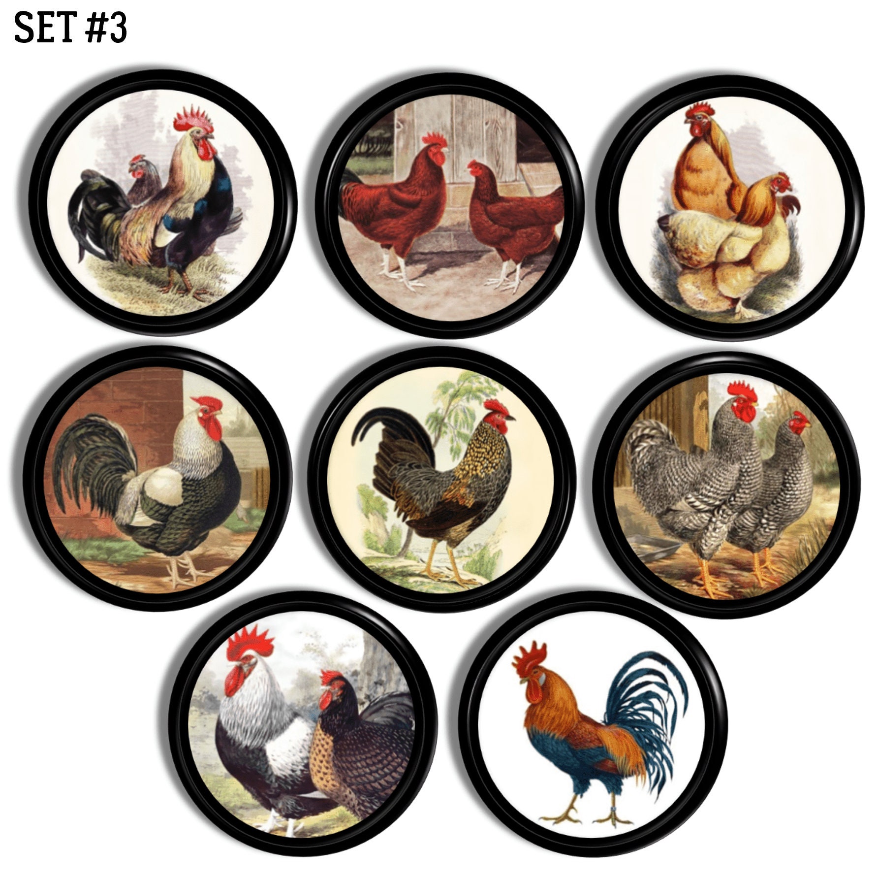 Vintage Hen Rooster Cabinet Knobs, Farmhouse Chicken Drawer Pull ...