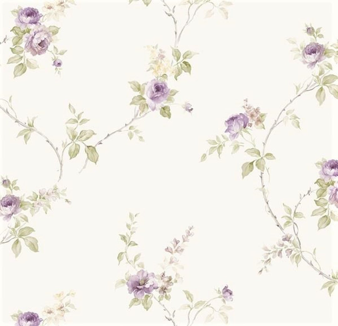 Purple Rose Floral Wallpaper – Flower Girl Nursery Room, Shabby Chic ...