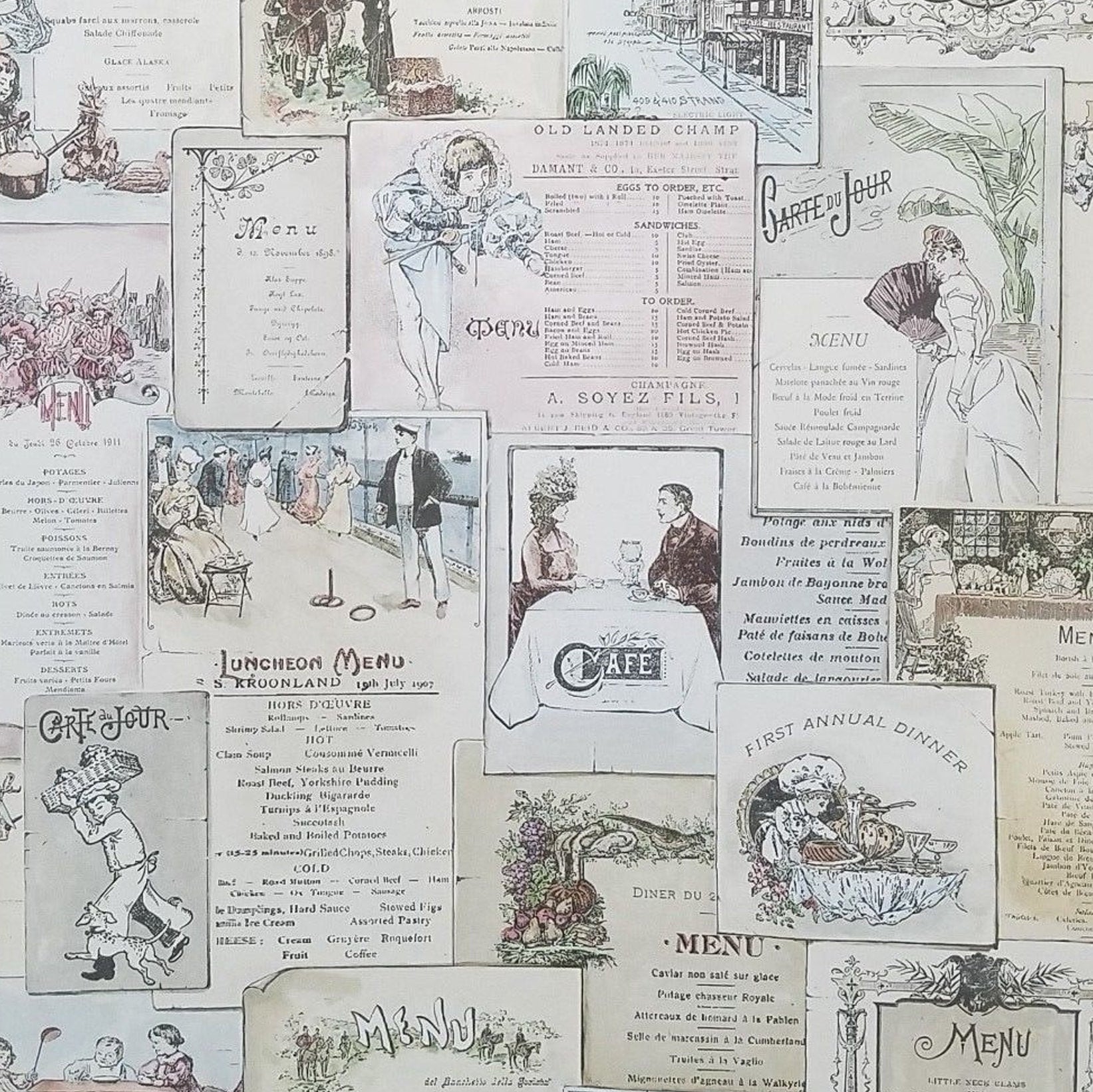 Antique French Restaurant Menu Wallpaper Parisian Bistro Café | Etsy