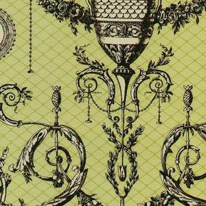 Neoclassical Garland Floral Toil Wallpaper, Vintage French Colonial ...