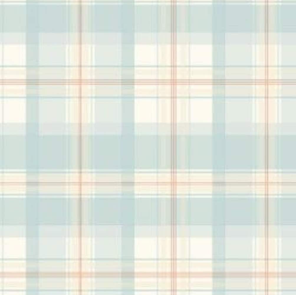 Classic Plaid Wallpaper Pastel Blue Nursery Feature Wall | Etsy