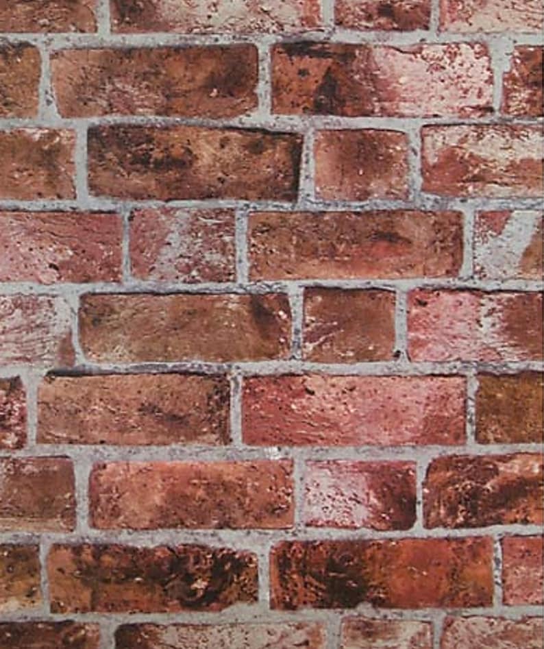 Faux Red Brick Wallpaper Realistic Stone Texture Feature - Etsy