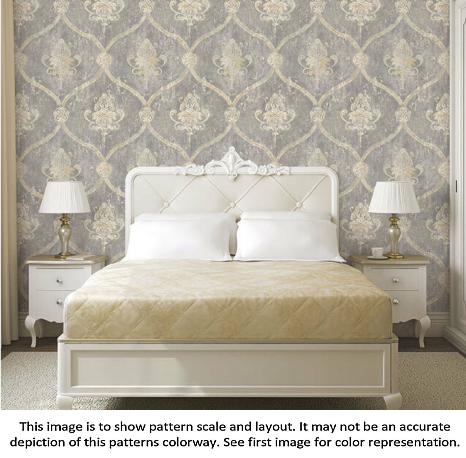 Distressed Floral Damask Wallpaper Handpainted Garland Swag - Etsy