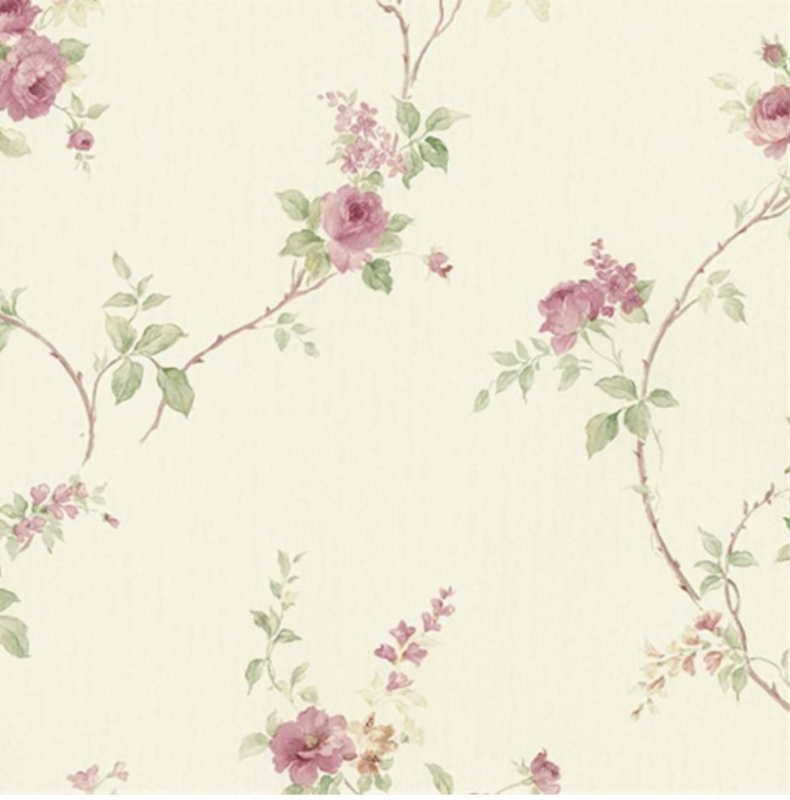 Small Pink Floral Wallpaper Antique Victorian Rose Vine - Etsy