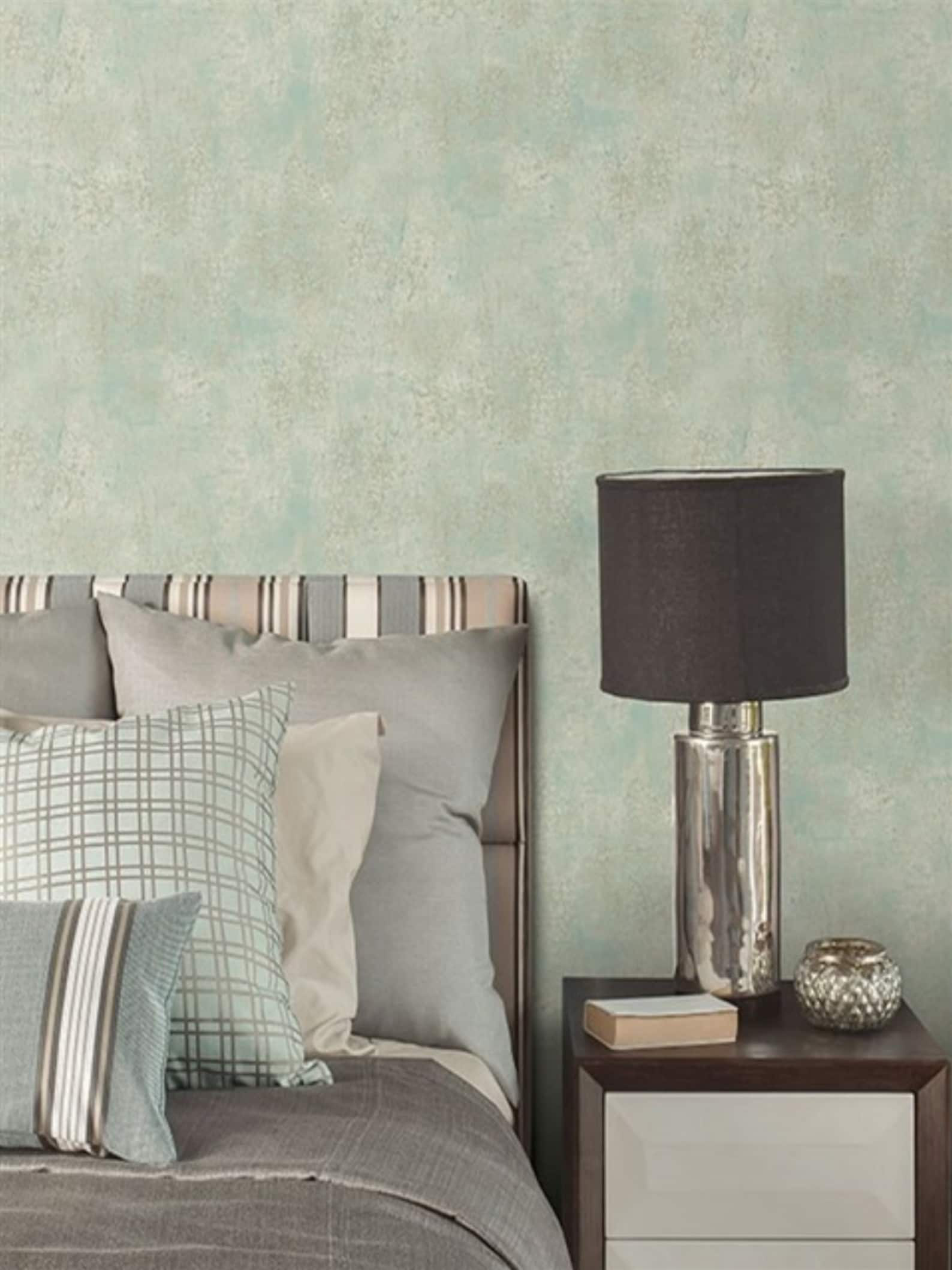 Weathered Chippy Blue Green Faux Textured Wallpaper | Etsy