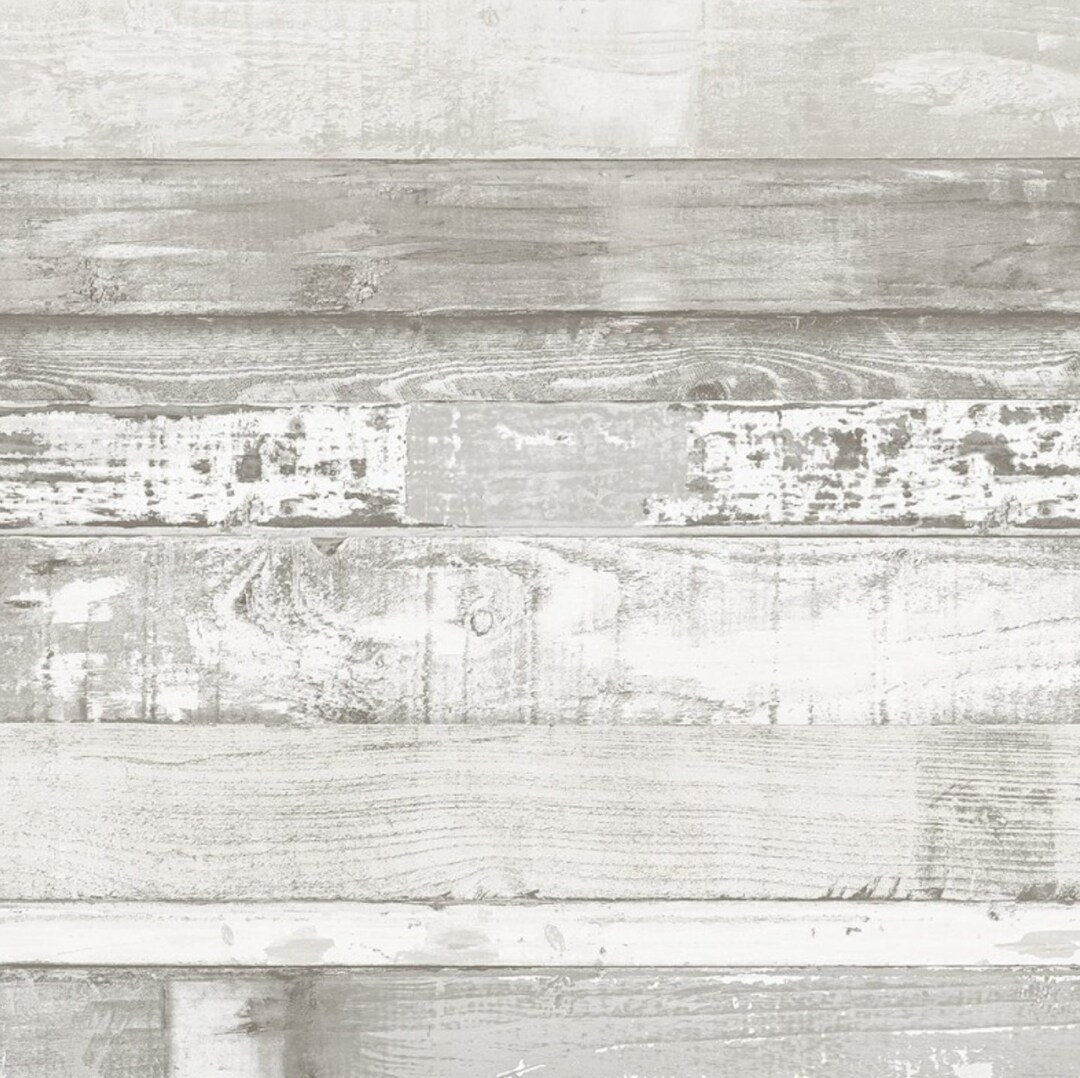 Chippy White Washed Shiplap Farmhouse Wallpaper - Coastal Barnwood ...