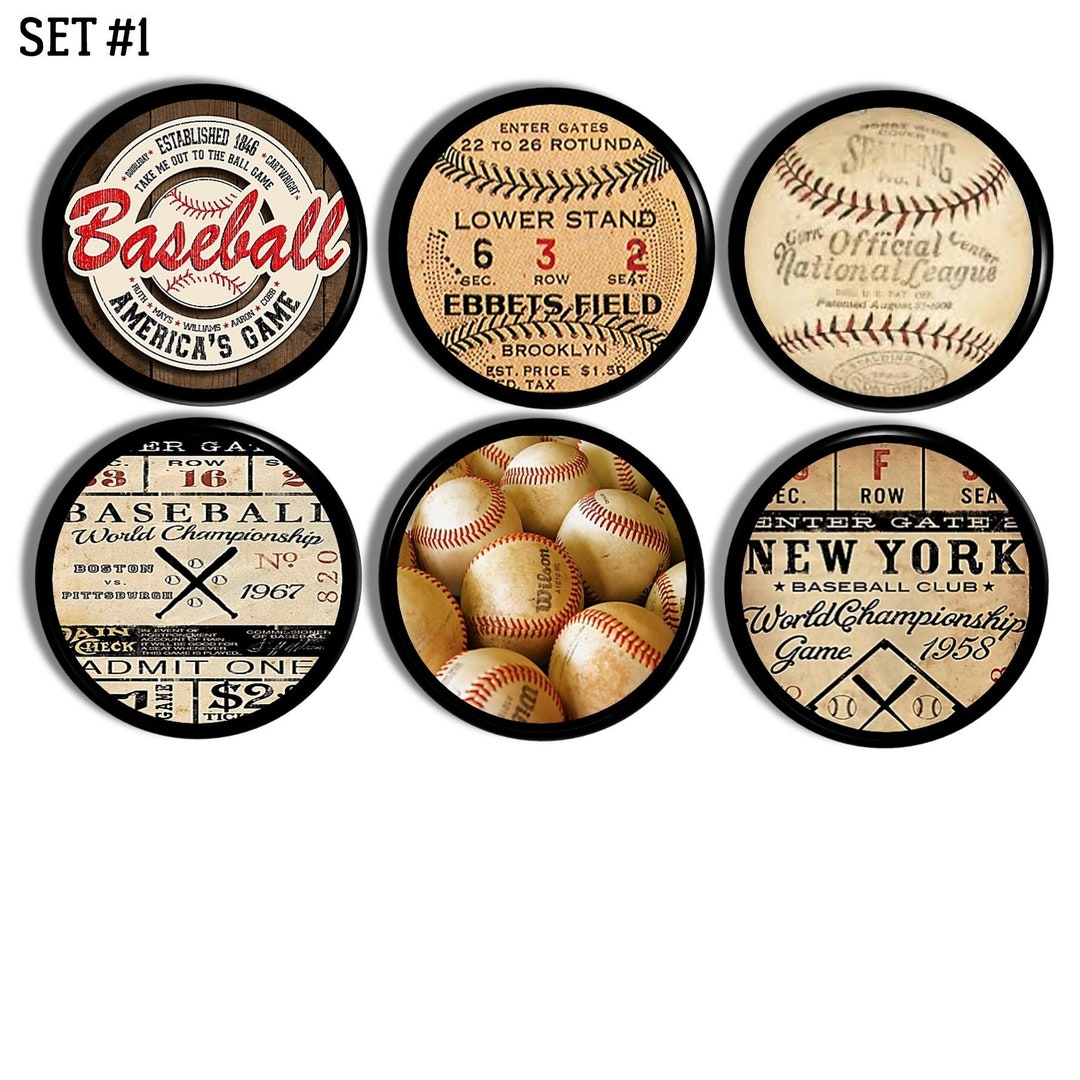 Baseball Cabinet Drawer Pulls, Vintage Ebbets Field Memorabilia Door ...