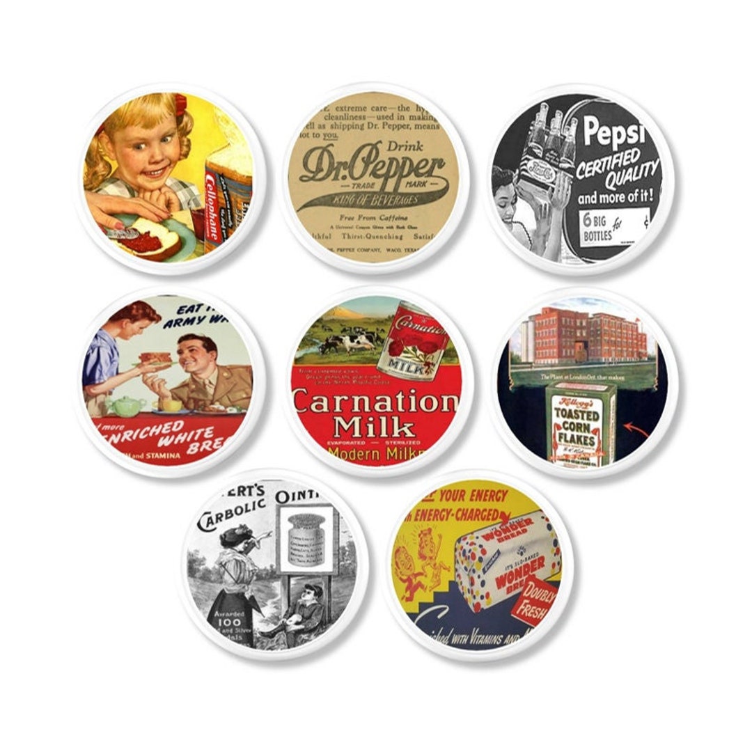 Vintage Food Ad Drawer Pulls, Rustic Country Kitchen, Farmhouse ...