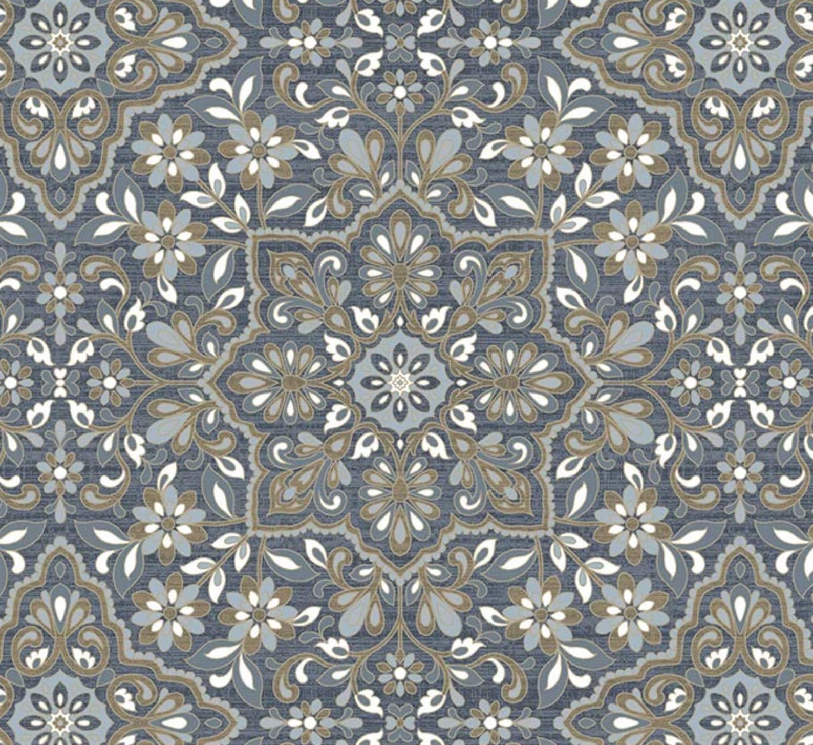 Rustic Farmhouse Wallpaper Geometric Floral Spanish Art - Etsy