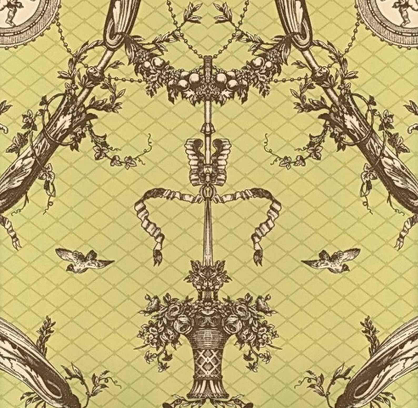 Neoclassical Garland Floral Toil Wallpaper Vintage French - Etsy