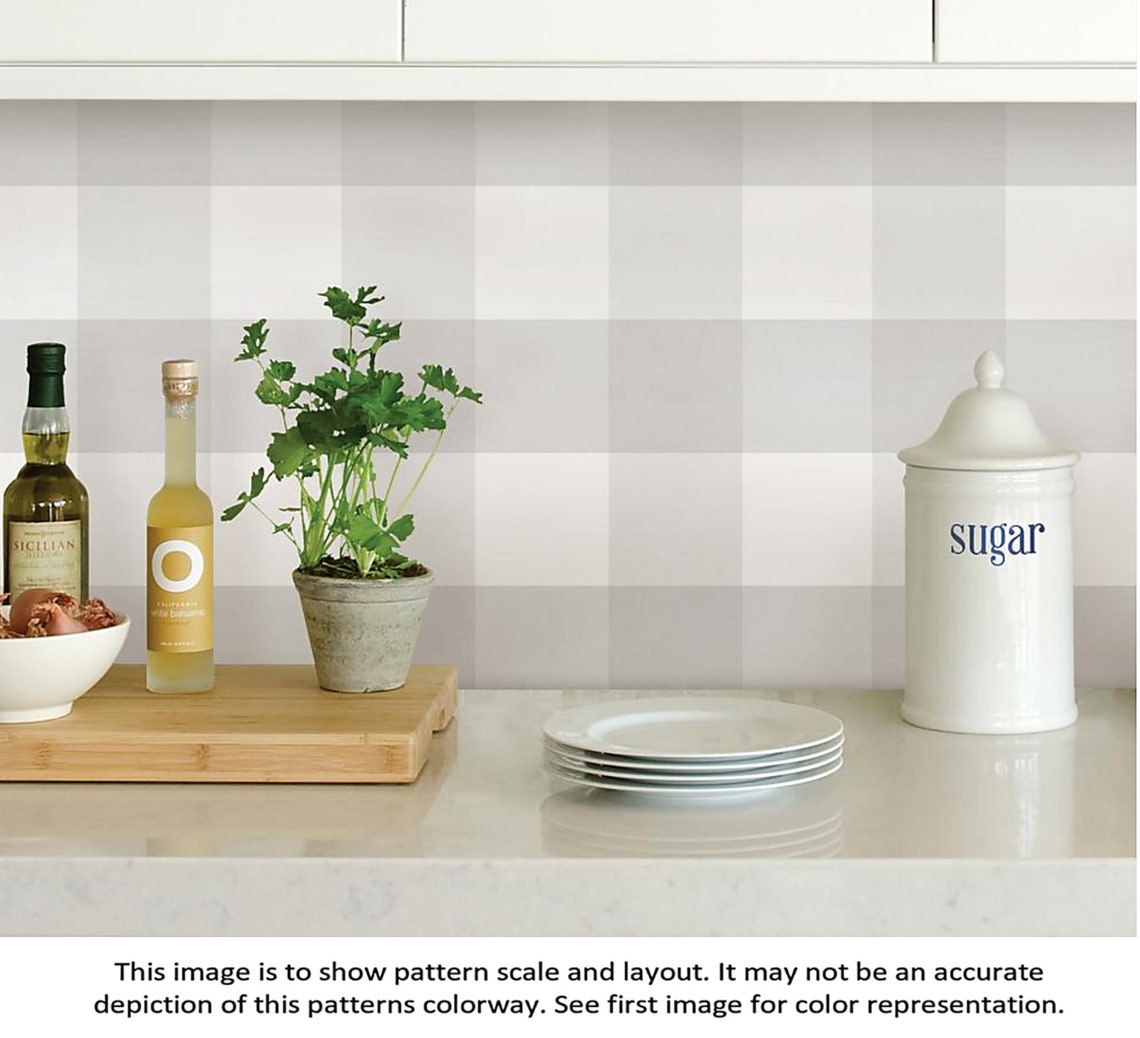 Large Gingham Print Wallpaper, Light Gray Buffalo Check, Nursery ...