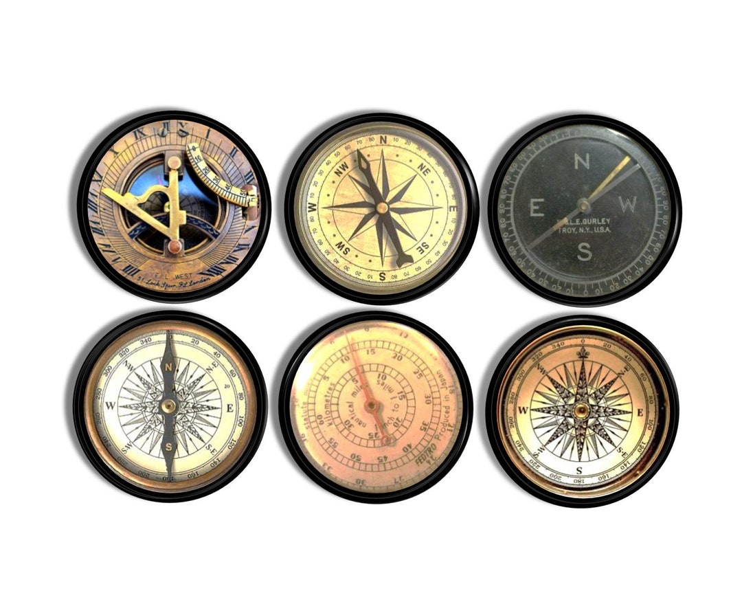 Old World Compass 6 Knob Set, Vintage Coastal Drawer Pull, Antique Map ...