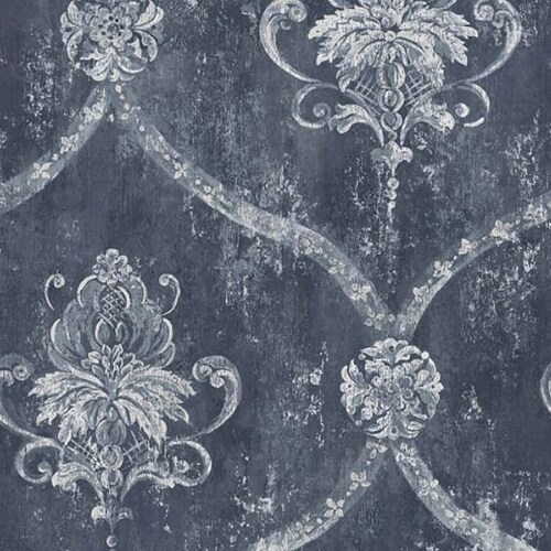 Distressed Floral Damask Wallpaper Handpainted Garland Swag | Etsy