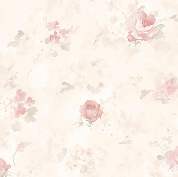 Soft Blush Watercolor Floral Wallpaper Antique Pink Cottage Rose Shabby Chic Country Garden Flower Baby Nursery by the Yard Ab27661so Etsy UK