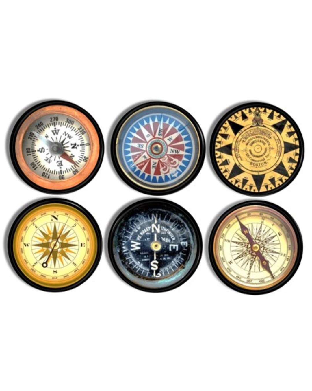 Antique Nautical Compass Cabinet Knobs, Vintage Seafarer Navigation ...