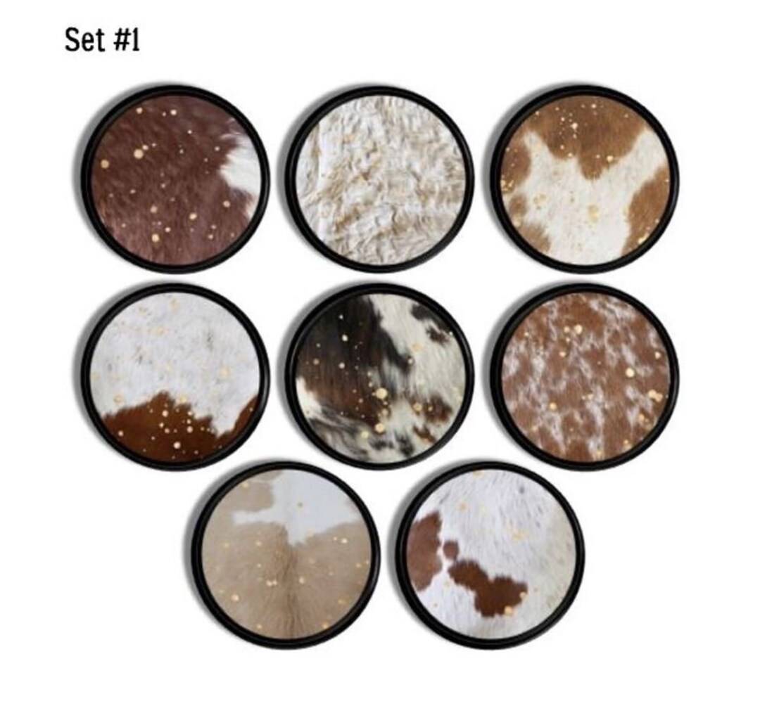 Cowhide Print Cabinet Knobs, Gold Splatter Accent, Country Western ...