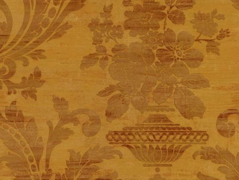 Distressed Golden Copper Sari Damask Wallpaper Worn Antique - Etsy