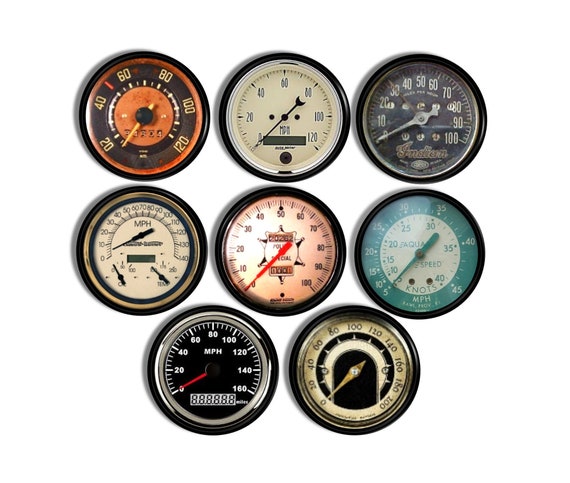 Speedometer Gauge Knobs 8 Drawer Pull Set Mancave Automobile - Etsy