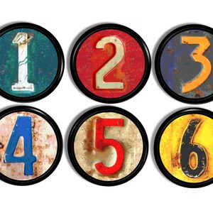 Rusty License Plate Number Print Knob Set, Industrial Furniture Drawer ...