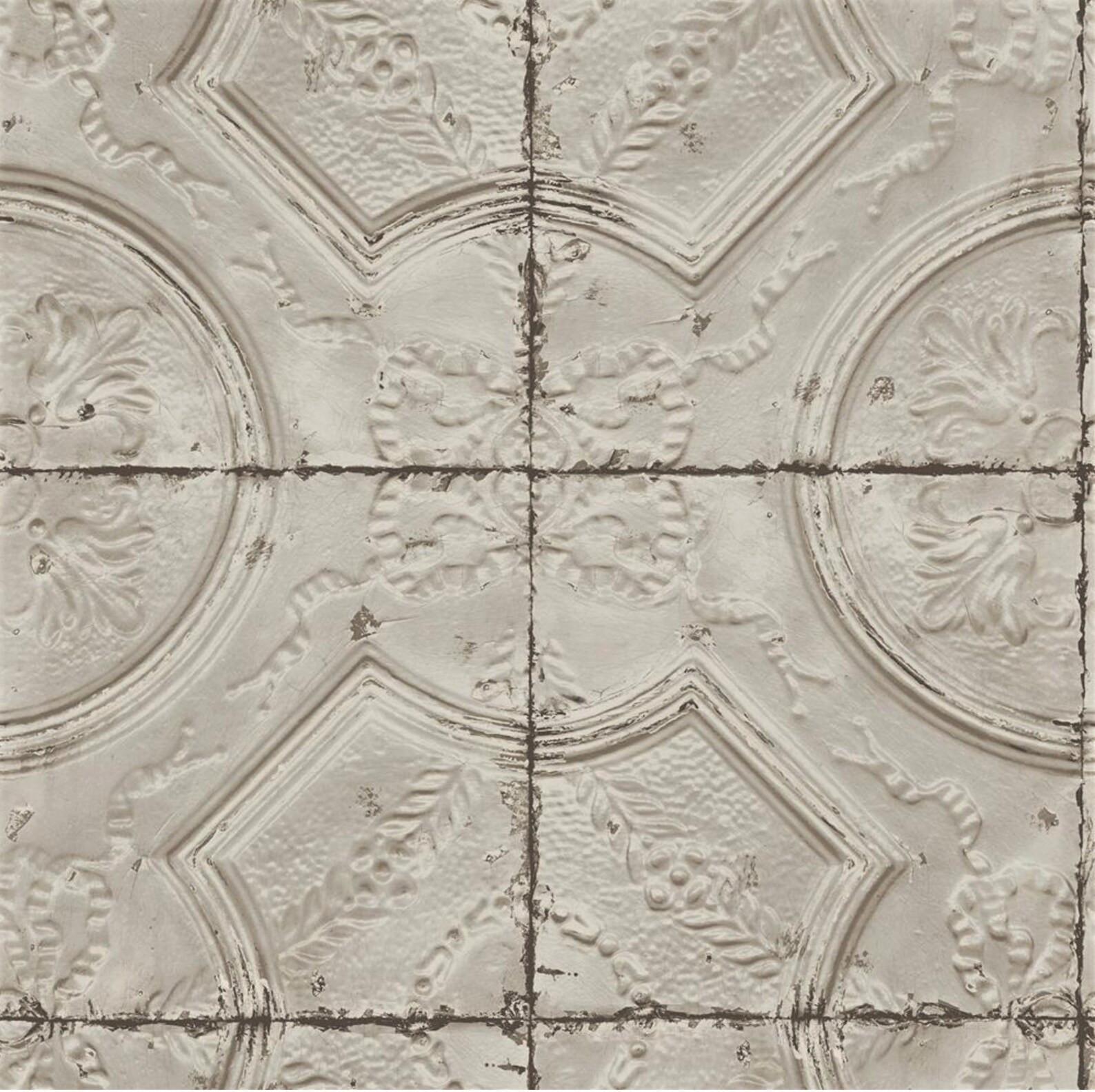 Chippy Tin Tile Wallpaper Vintage Farmhouse Distressed | Etsy