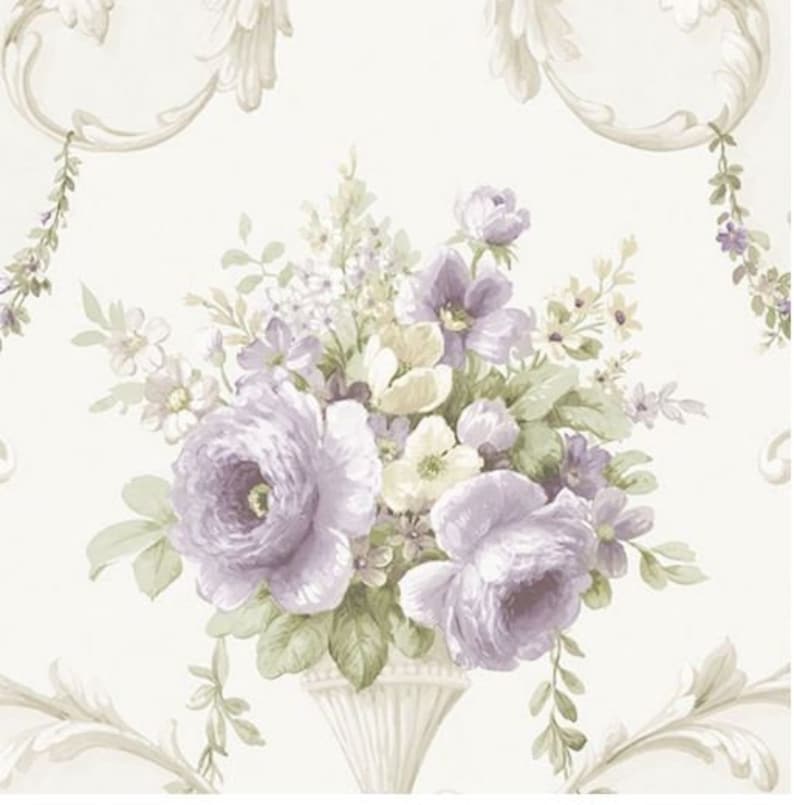 Shabby Chic Rose Floral Wallpaper Victorian Cameo Dining - Etsy