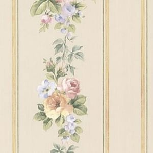 Shabby Chic Rose Wallpaper Cottage Floral Stripe Vintage - Etsy