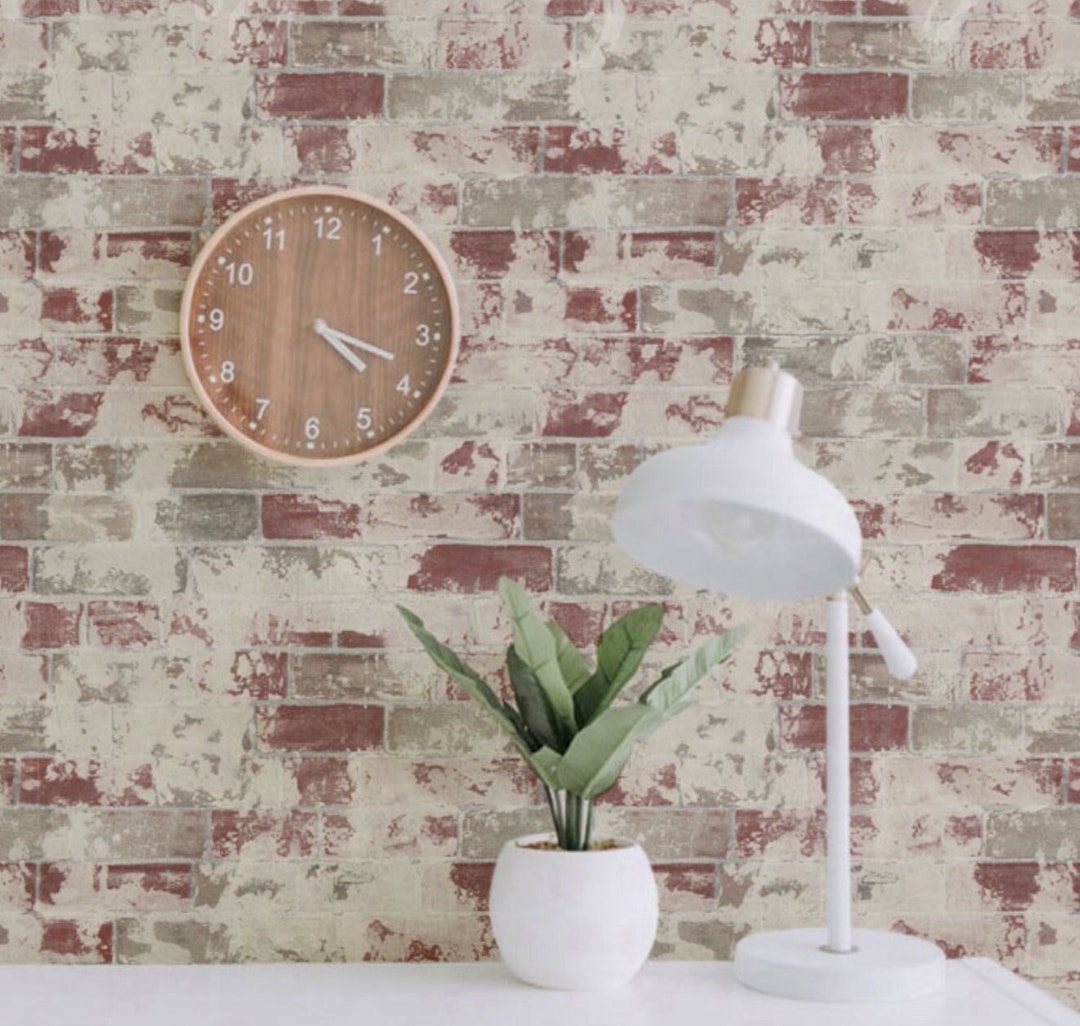 Rustic Exposed Brick & Distressed Plaster Wallpaper, Urban Warehouse ...