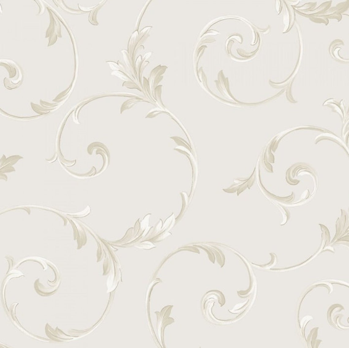 Classic Leaf Scroll Wallpaper Modern Neutral Tuscan | Etsy UK