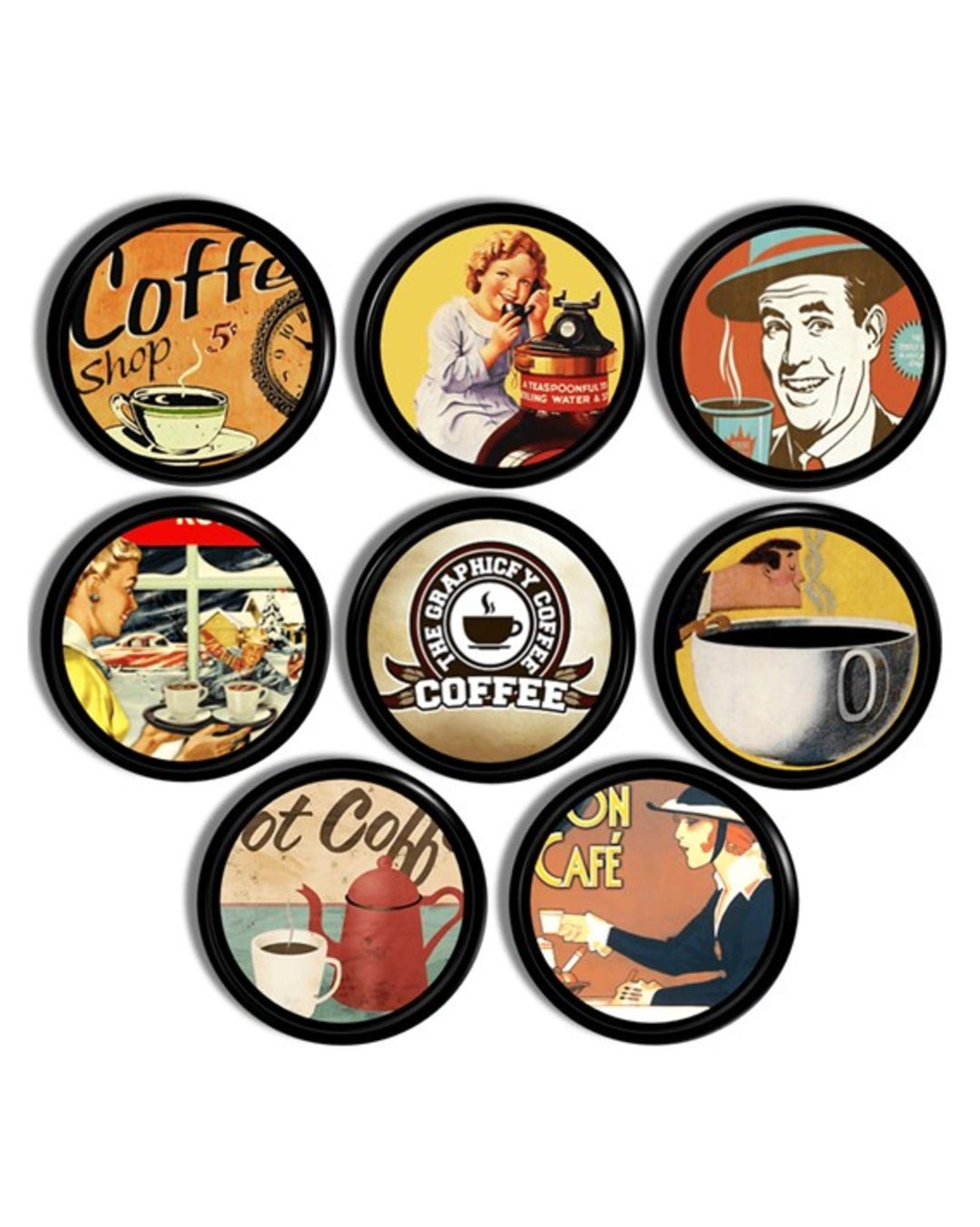 Retro Coffee Bar Cabinet Knobs – Vintage Café Drawer Pulls With ...