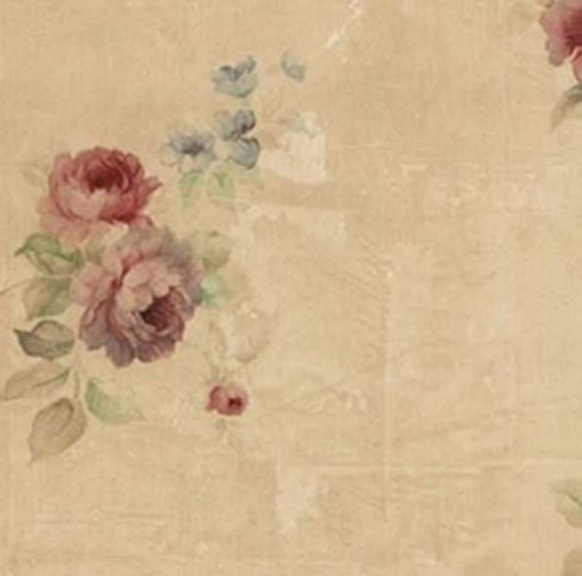 Distressed Victorian Tea Rose Wallpaper, Vintage French Farmhouse, Old ...