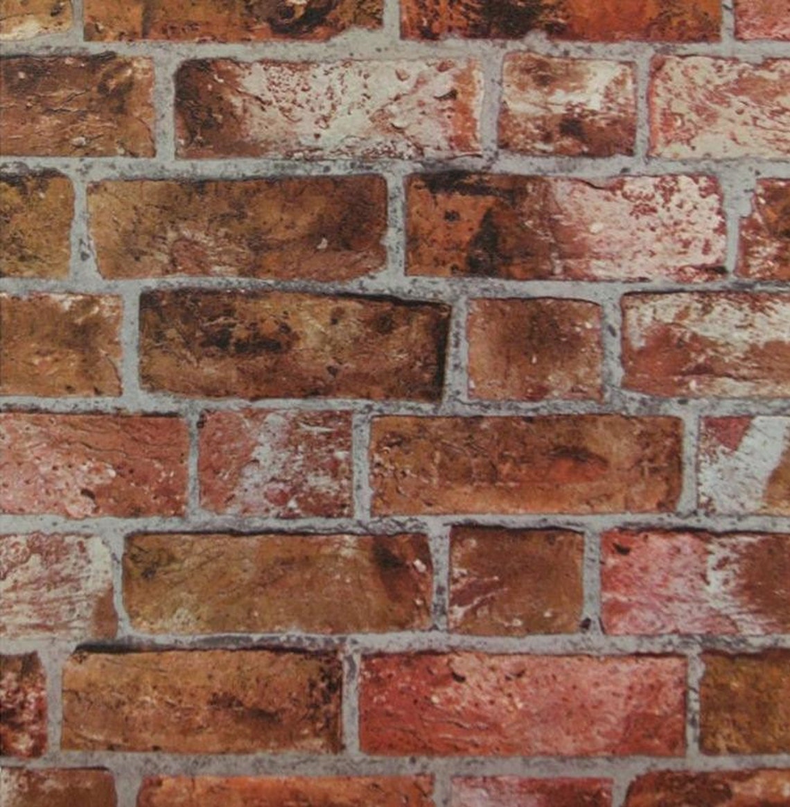 Weathered Exposed Brick Gray Grout Wallpaper Rustic | Etsy