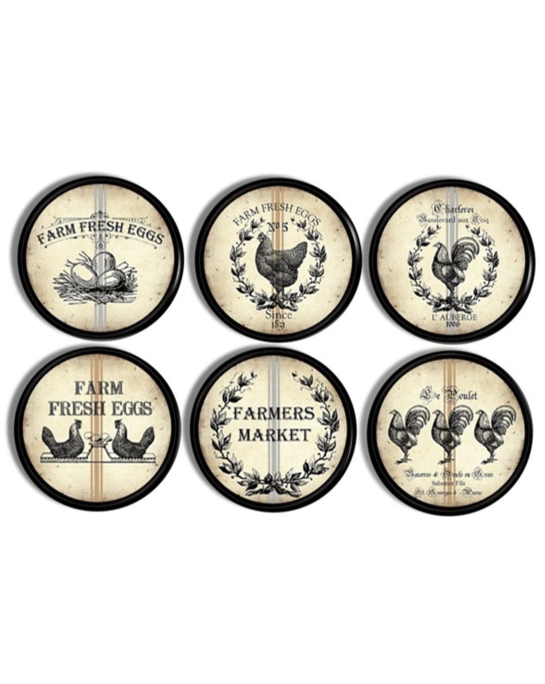 Rustic Rooster Cabinet Knob Set, Country Drawer Pull, Barnyard Hen ...