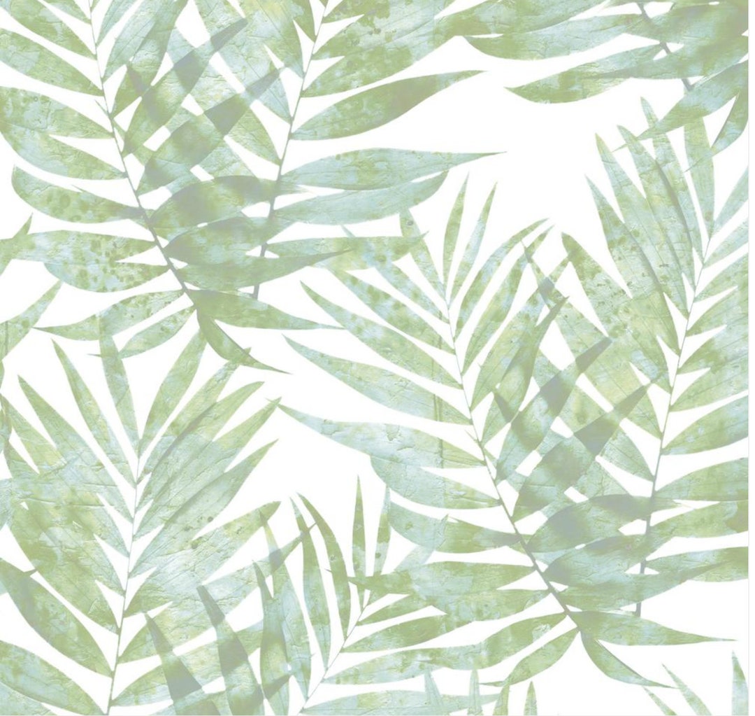 Large Palm Leaf Wallpaper, Modern Tropical Tree Leaves, Turquoise ...