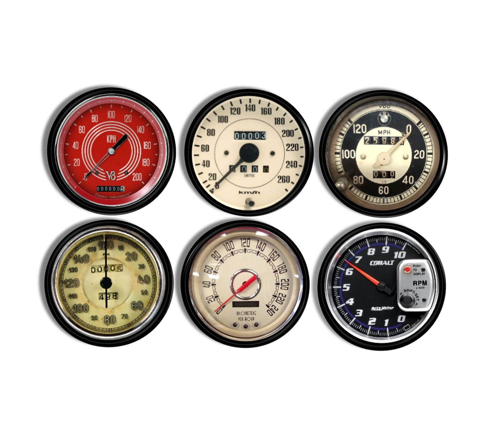 Old Speedometer Cabinet Knob Set, Antique Car Drawer Pulls, Man Cave ...