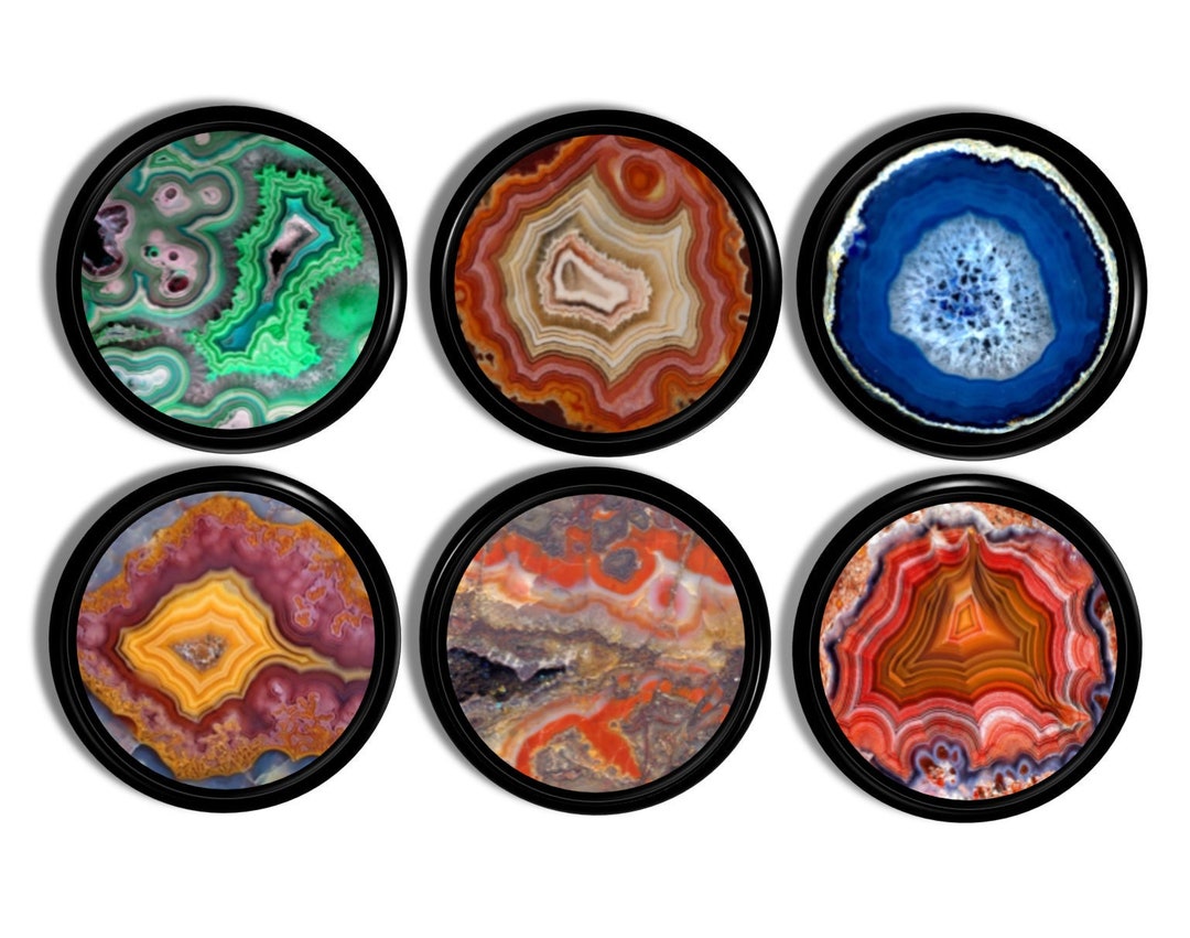 Geode Crystal Graphic Dresser Knobs, Colorful Stone Print Cabinet Handle, Nature Science Drawer ...