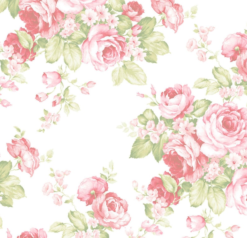 Large Cabbage Rose Bouquet Wallpaper Modern Farmhouse - Etsy