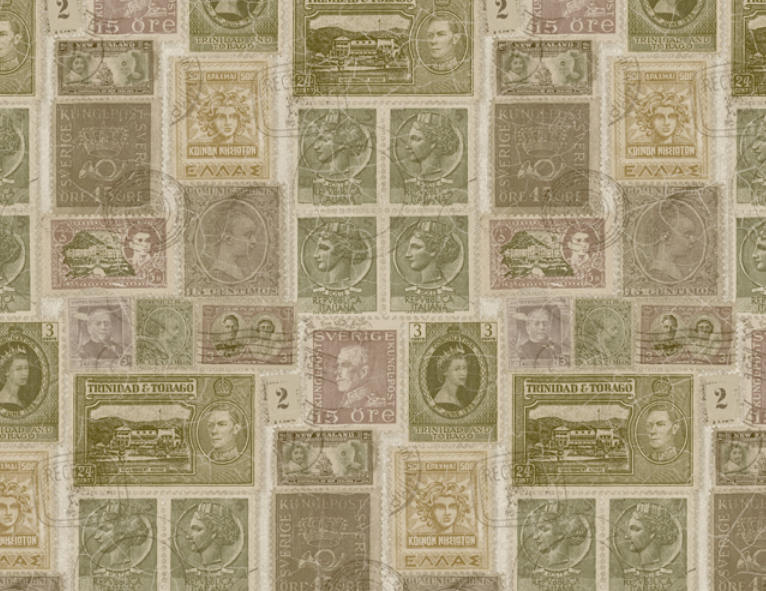 Postage Stamps Wallpaper Antique Old World Office Wall - Etsy