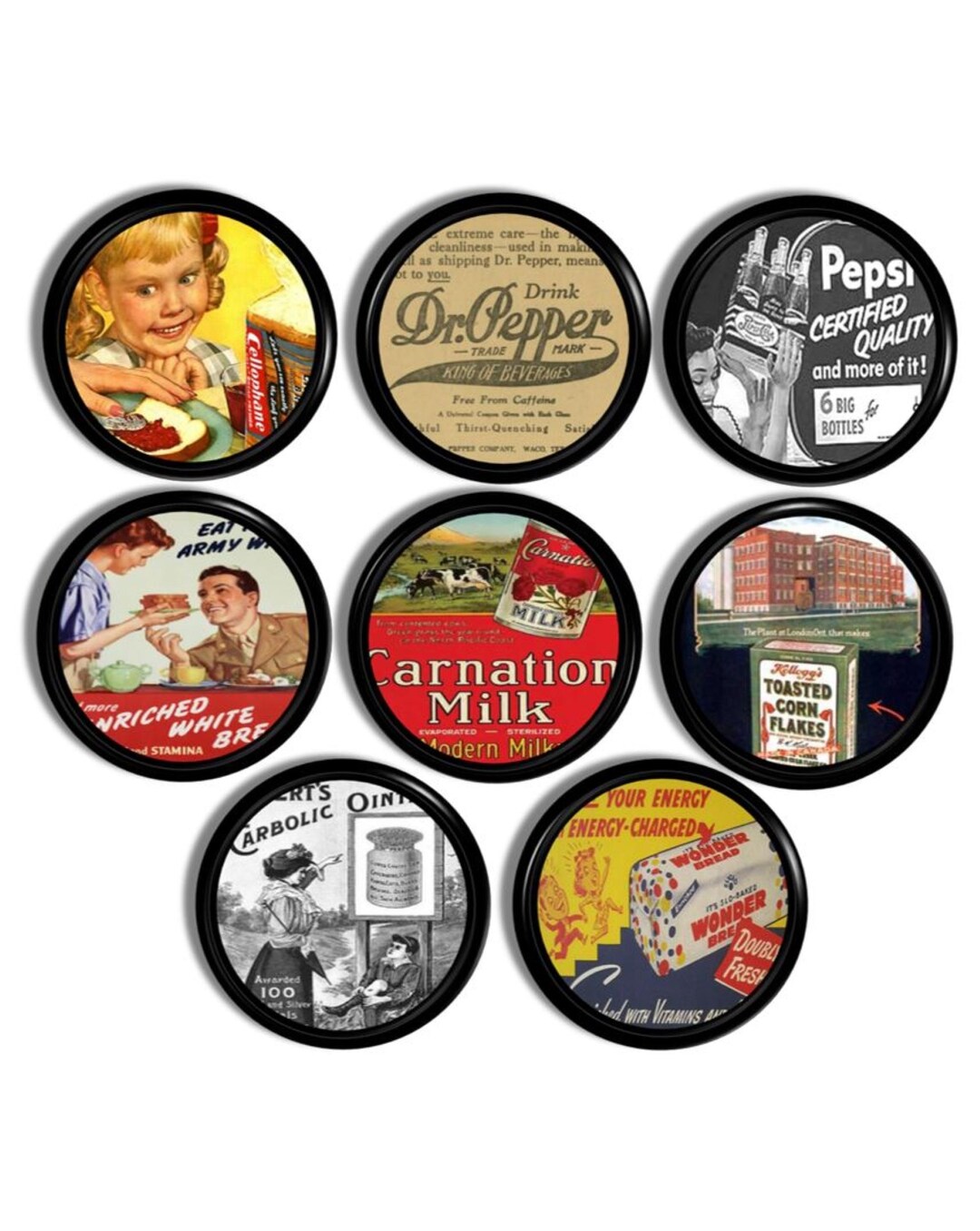 Retro Ads Kitchen Cabinet Knob, Vintage Food Beverage Advertisement ...
