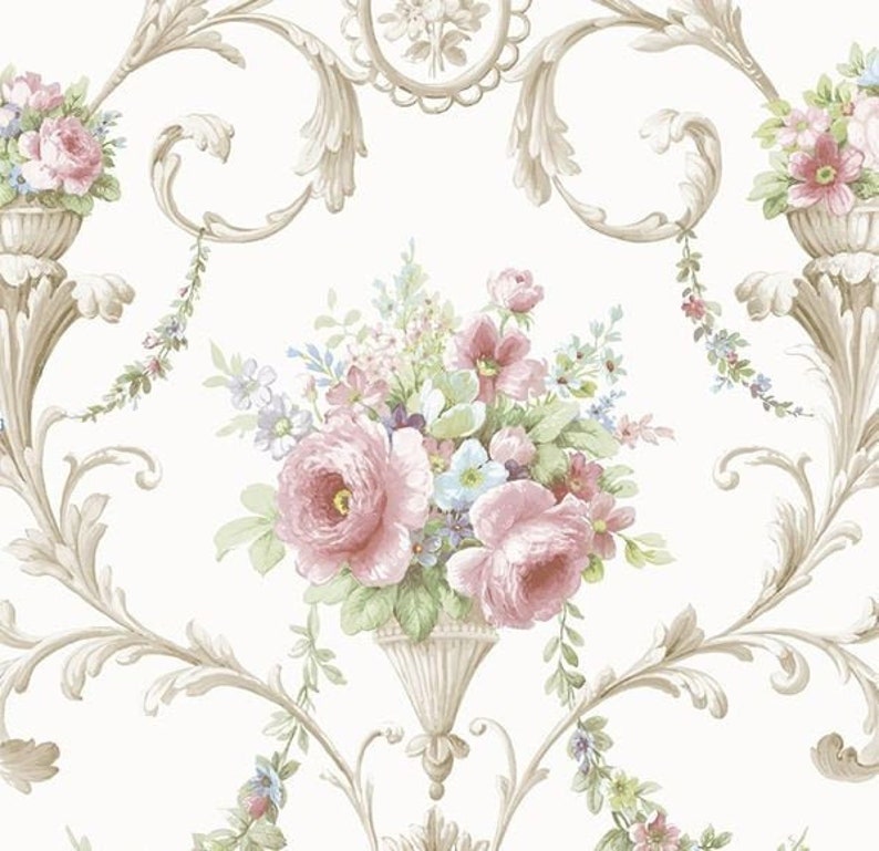 Shabby Vintage Victorian Rose Floral Wallpaper Antique | Etsy