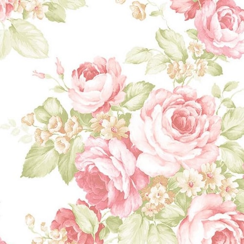 Large Pink Cabbage Roses Garden Floral Wallpaper Shabby Chic - Etsy