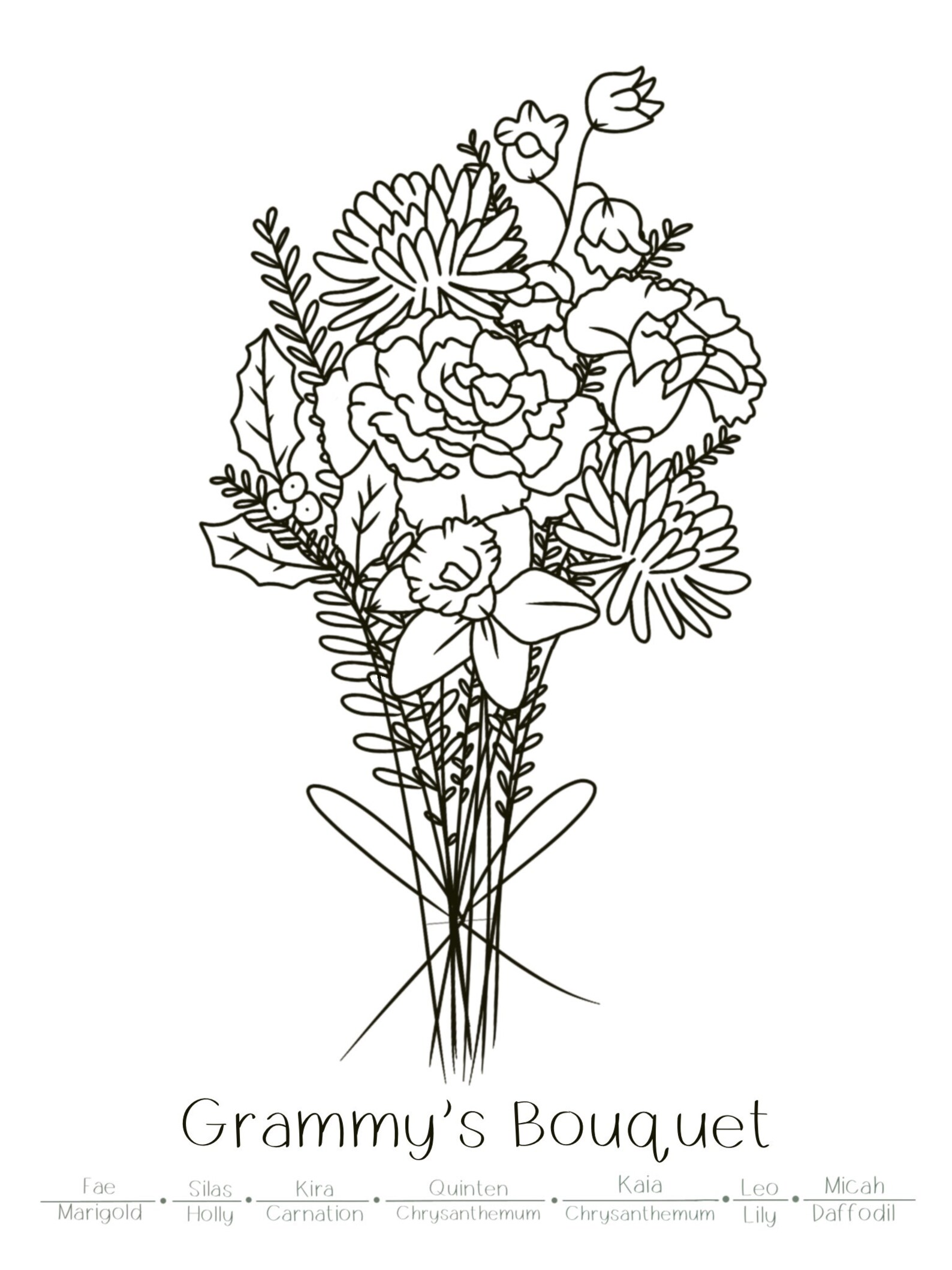 Custom Birth Flower Bouquet (digital Download) - Etsy