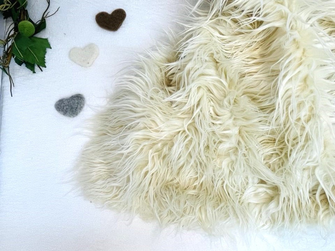 Faux Flokati Fur, Cream Faux Fur, Newborn Photo Prop, Newborn Layering ...