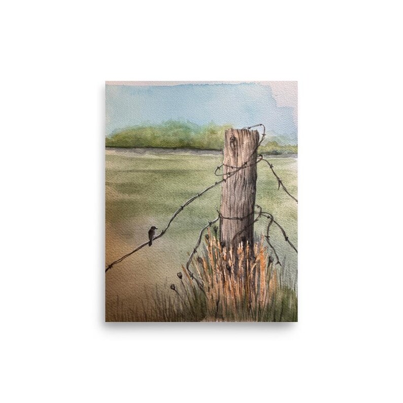 Old Fence Post Watercolor Print - Etsy