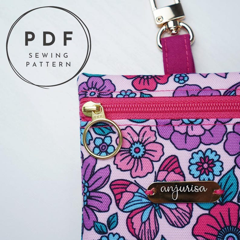 Keyla Pouch Sewing Pattern PDF - Keychain Wallet for Keys, Cards, Small ...