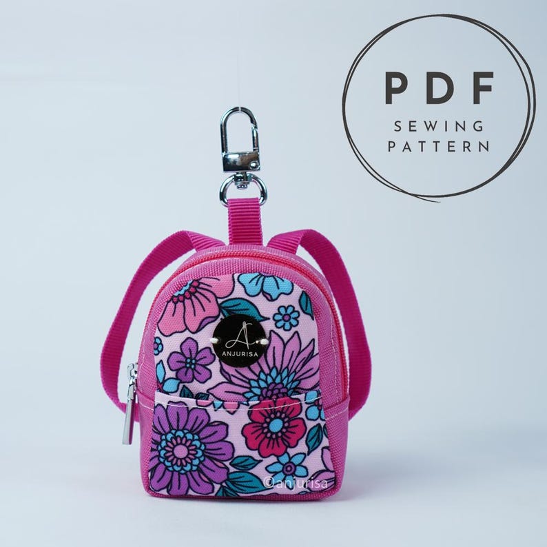 Bonnie Pouch Mini Backpack Sewing Pattern - Scrap Friendly Keychain Bag ...